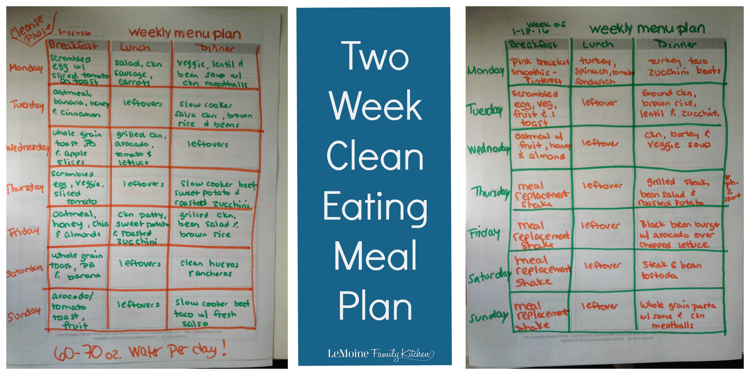 Two Week Clean Eating Meal Plan | LeMoine Family Kitchen